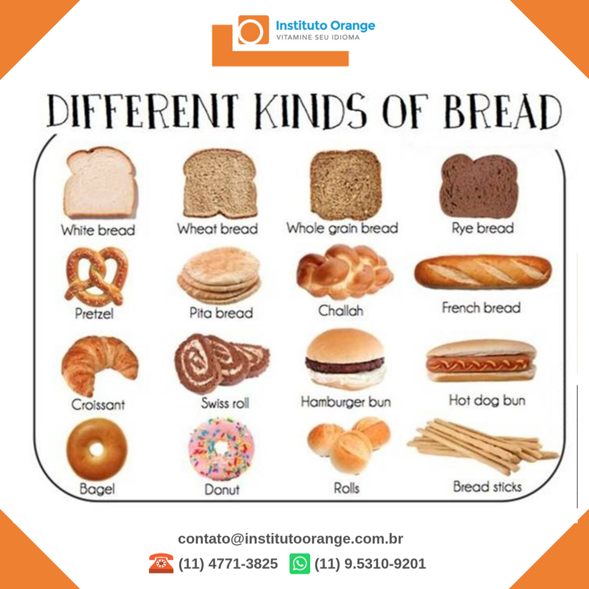 Different kinds of bread - Instituto Orange